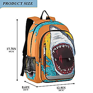 ALAZA Shark Mouth Attack Animal Cartoon Laptop Backpack Purse for Women Men Travel Bag Casual Daypack with Compartment & Multiple Pockets
