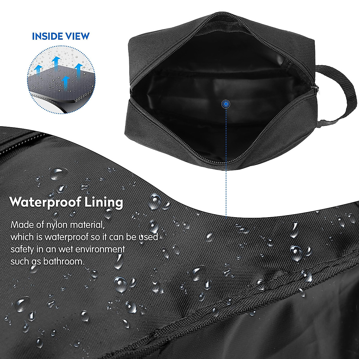 DLEPGM Toiletry Bag for Men and Women, Portable Travel Makeup Bag, Water-resistant Shaving Bags for Toiletries Accessories, Travel Organizer Bags with Divider and Handle(Black)