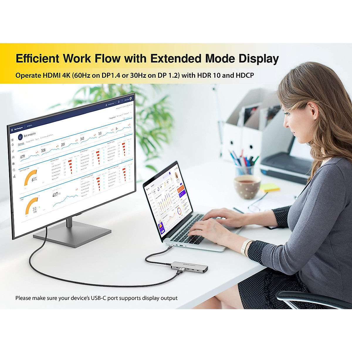 EZQuest USB C Hub Docking Station 10 in 1 with 4K HDMI 60Hz, 1 Gbs Ethernet, 2 USB C Gen 2 10Gbs Ports, 1 USB C PD 3.0 Port, 2 USB A 3.0 Ports, Audio Port, SD/Micro SD, Compatible with USB-C Computers