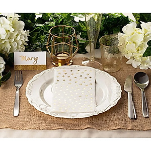 Juvale 50 Pack Gold Star Party Napkins - Disposable White and Gold Dinner Napkins for Birthday, Graduation (3-Ply, 4x8 In)