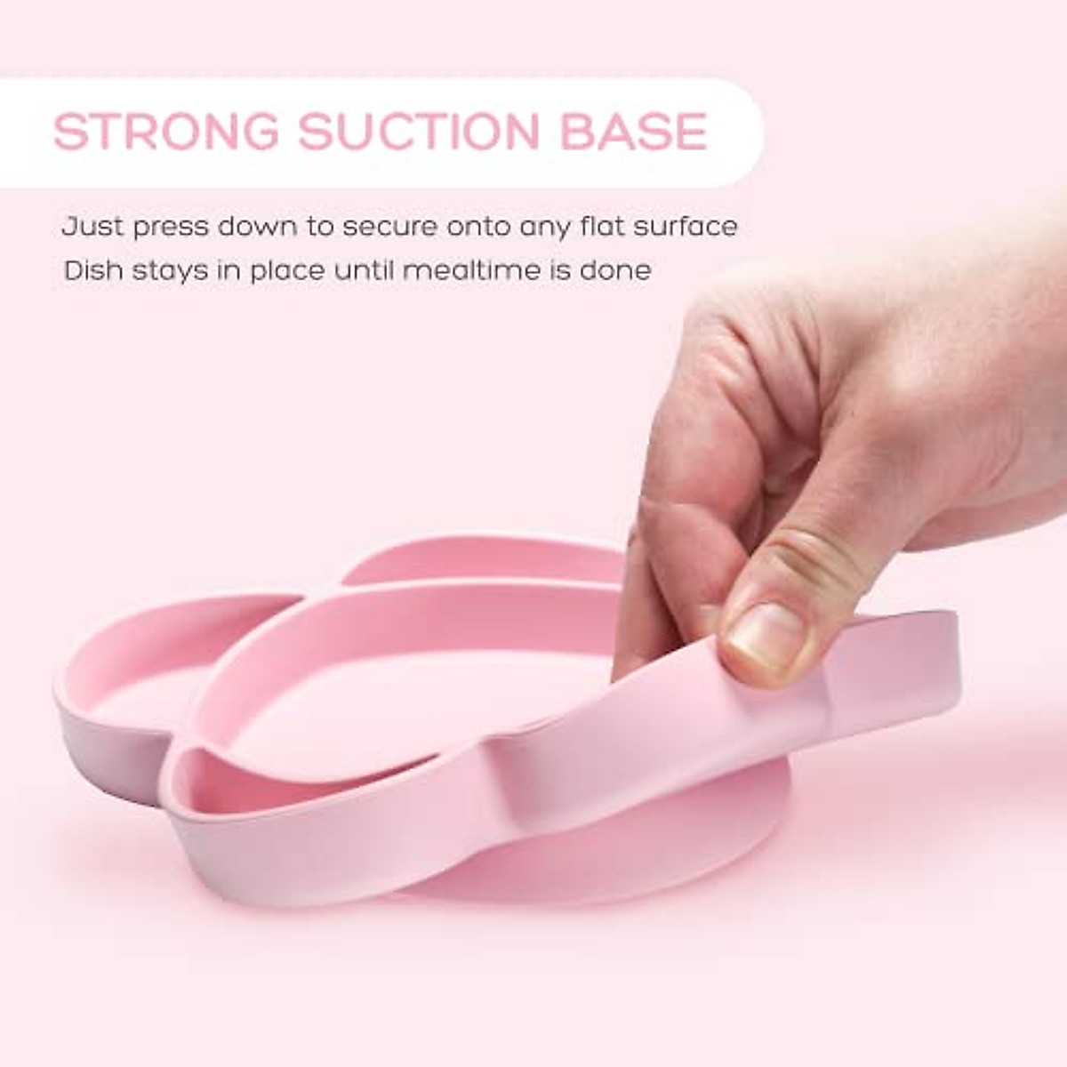 grabease Baby Essentials Must-Haves - Complete Feeding Set for Baby-Led Weaning and Portion Control - Suction Bottoms 4 Piece Set, BPA and Phthalates-Free, Blush