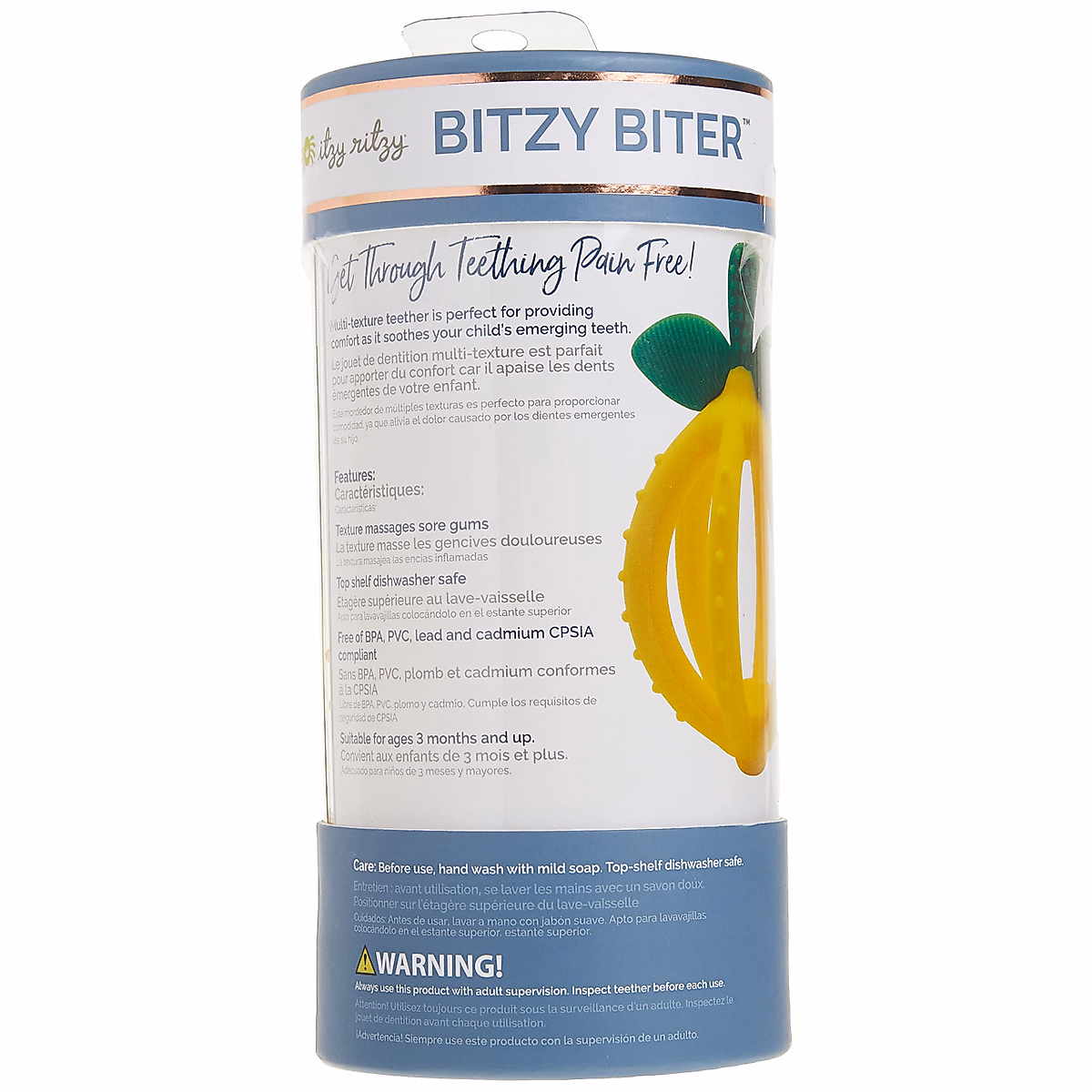 Itzy Ritzy Teething Ball & Training Toothbrush - Silicone, BPA-Free Bitzy Biter Clementine-Shaped Teething Toy Features Multiple Textures to Soothe Gums & an Easy-to-Hold Design (Clementine)