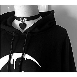 Women Loose Gothic Punk Moon Print Long Sleeve Hoodie Mitiy Sweatshirt Print Pullovers