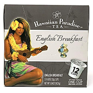 Hawaiian Paradise Tea (English Breakfast) Single Serve Cups 12 Count - Sustainably Produced in Hawaii, USA - Compatible with Keurig K-Cup Brewers
