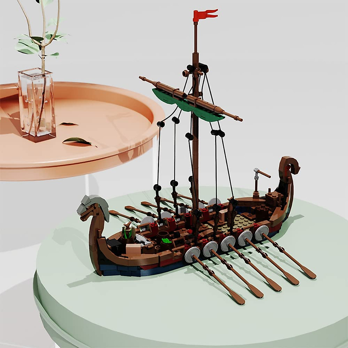 Lebebe Viiking Longship Building Blocks Kits; 473 Pieces Viking Pirates Ships Building Toys,Adventures Sailing Boats Playset Display Model, Easter Day, Christmas and Birthday Gift for Kids