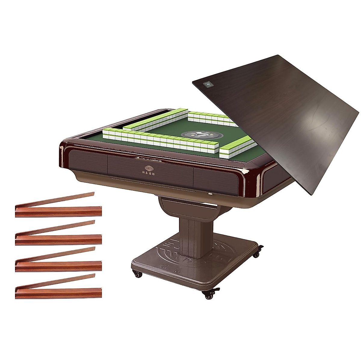USA MJ Table Automatic Mahjong Mah jongg Table 36mm American Mahjong Numbered Tiles Foldable Style with 2 Sets of Tiles + 4 Racks Built-in Hard Table Cover