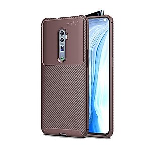 Oppo case for Oppo Reno2 Carbon Fiber Texture Shockproof TPU Case(Black) (Color : Brown)
