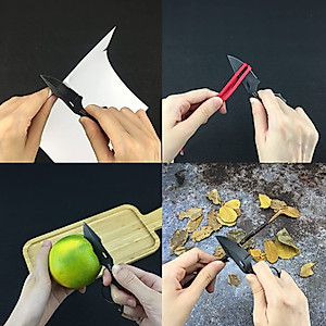 HUAAO 4.9’’ EDC Fixed Blade Knife, 9Cr18MoV Steel Blade and Full Tang Handle, Small Knife Neck Knife with Sheath for Cutting Camping Gift (Black)