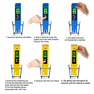 Yewhick Digital pH and TDS Meter Combo, High Accuracy Water Quality Tester, pH Meter 3-in-1 TDS EC Temperature Meter for Drinking Water Swimming Pool Aquarium Hydroponic