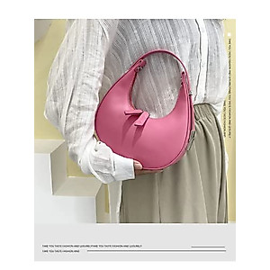 HDHTB Crescent Hobo Bag for Women Y2k Underarm Purse Top Handle Dumpling Handbag with Zipper (pink)