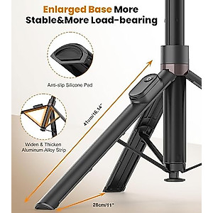 TONEOF 66" Automatic Phone Tripod with Magnetic Rechargable Remote,Selfie Stick 360° Vertical & Horizontal Rotatable,Stable for iPhone/Android(Black)