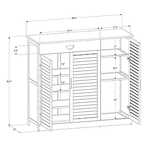MoNiBloom 4 Tier Shoe Storage Cabinet with 1 Drawer & Shutter Door, Bamboo Shoes Organizer Rack for 16-20 Pairs Living Room Entryway Hallway, Brown