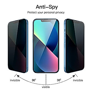 JETech Privacy Full Coverage Screen Protector for iPhone 13 mini 5.4-Inch, Anti-Spy Tempered Glass Film, Edge to Edge Protection Case-Friendly, 2-Pack
