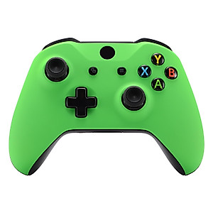 eXtremeRate Green Soft Touch Front Housing Shell Case for Xbox One S/X Controller, Comfortable Replacement Kit Faceplate Cover for Xbox One Wireless Controller Model 1708 - Controller NOT Included