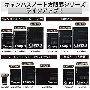 Kokuyo Campus notebook grid ruled Twin Ring A4 40 sheets scan -T223S5-D