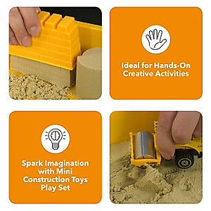 BUILD ME Construction Sandbox Toys for Kids with 2 lbs Play Sund, Bulldozer, and Figures -Tractor Sand Playset - Children Toys 3-5 Boys, Farm Sand Play Set, Indoor Sand Toy, Mini Construction Toys