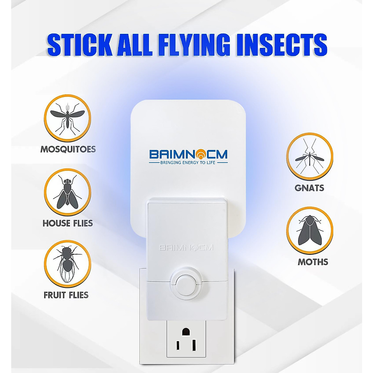 Indoor Plug in Fly Trap for Flies Moths Gnats with 8 Refills, Insect Catcher, Flying Insect Flea Trap, Compatible Home Refill, Fruit Fly Insect Killer