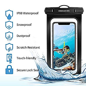 UNBREAKcable Waterproof Phone Pouch, IPX8 Universal Waterproof Phone Case [2 Pack] Cellphone Dry Bag for iPhone 14 13 12 11 Pro Max XS Plus Samsung Galaxy S23 and More Up to 7" - Black
