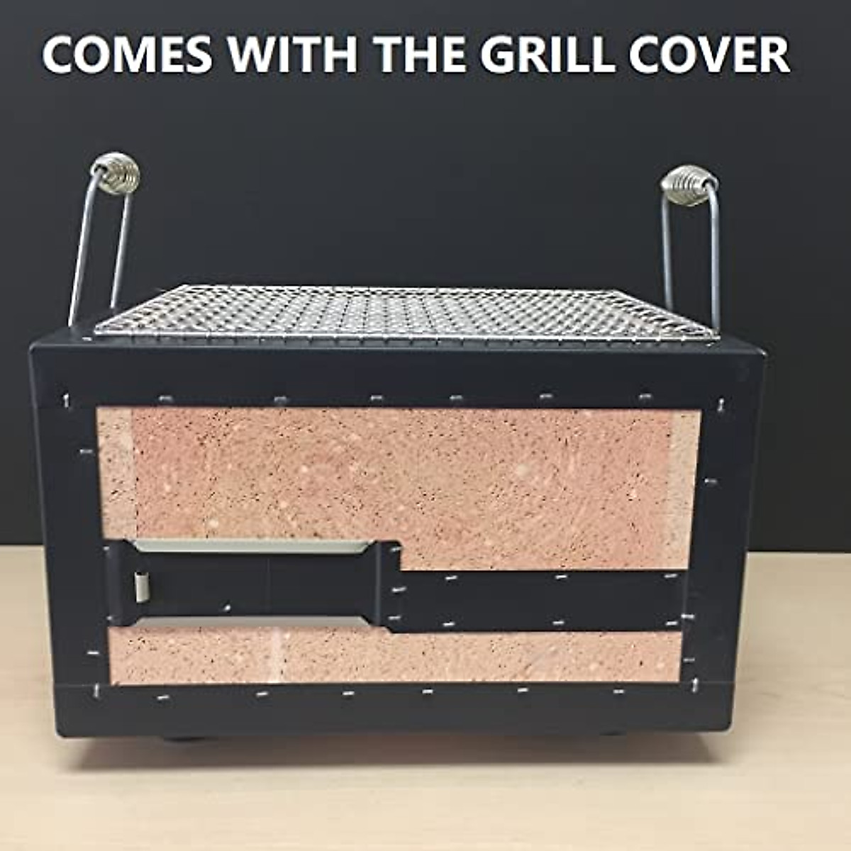 JAPANESE HIBACHI YAKITORI GRILL DIATOMITE STONE 12.5x9x7.8" WITH COVER