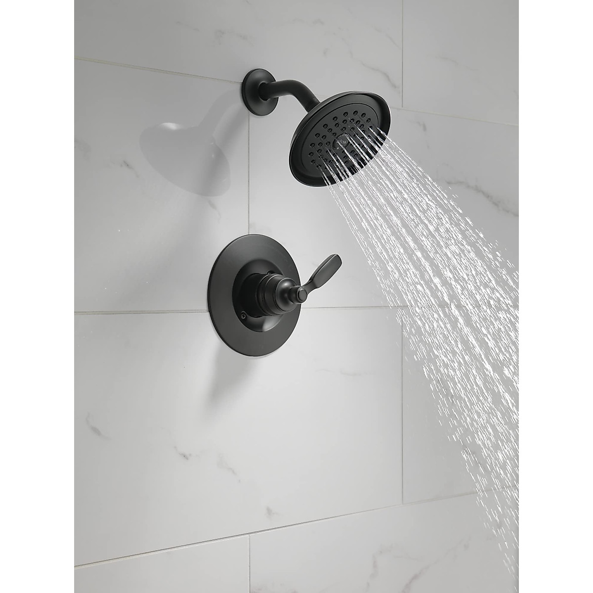 Delta Faucet Woodhurst 14 Series Single-Function Shower Faucet Set, Full Body Spray Shower Head, Shower Handle, Black Shower Faucet, Delta Shower Trim Kit, Matte Black T14232-BL (Valve Not Included)
