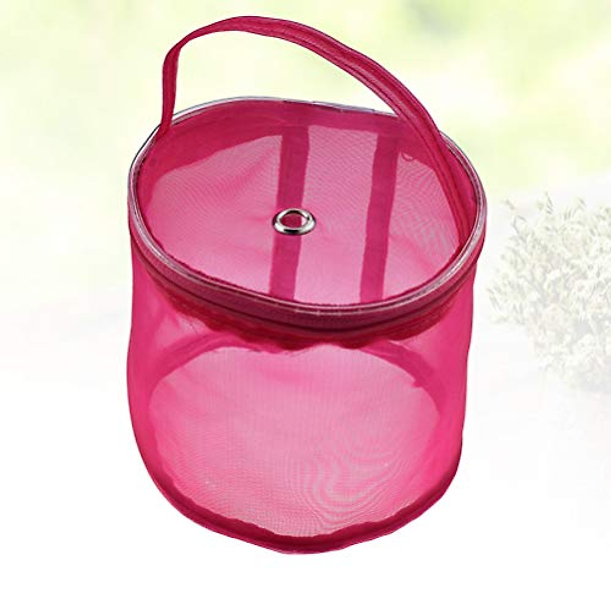 TOPBATHY Crochet Tote Bag Yarn Storage Bag Nylon Mesh Tote Bag with Handle Rosy