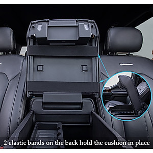 JDMCAR Center Console Cushion Compatible with 2015-2020 Ford F150 / 2017-2022 F250 F350 F450 and 2018-2024 Expedition Accessories, Customized PU Leather Armrest Cover Protector (Bucket Seat Only)