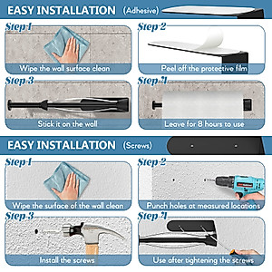 Paper Towel Holder Under Cabinet Mount & Wall Mount, Stainless Steel Paper Towel Rack for Bathroom & Kitchen Toilet Paper Holder with Adhesives and Screws - Black