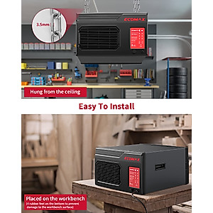 Ecomax MCF03 Air Filtration System, 3-Speed Hanging Ceiling Dust Collectors for Woodworking, Remote Controlled Dust Collection Systems for Shop Garage (300/350/400 CFM)