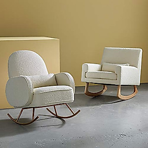 Nursery Works Sleepytime Rocker in Ivory Boucle with Light Legs, Wood, Foam, Greenguard Gold and CertiPUR-US Certified