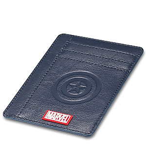 BOTIAL MARVEL Wallets, Avengers Captain America Genuine Leather Slim Minimalist Front Pocket RFID Blocking Wallets for Men Women America-(Navyblue), monolayer, KB2