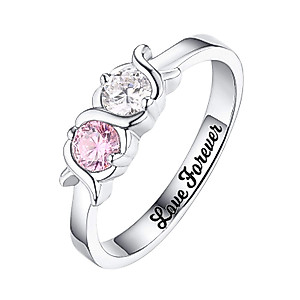 Getname Necklace Engraved XOXO Love Ring Twist Ring Mother Rings with 2-5 Simulated Birthstones Sterling Silver Rings Customized and Personalized Silver 8