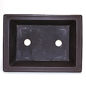 Bonsai Pot Ceramic Rectangle with Belt-Like Decoration (8.25, No-Glazed)