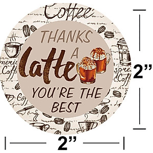 Thanks A Latte Christmas Coffee Themed Thank You Labels 2 Inch You are The Best Coffe Theme Customer Appreciation Stickers for Small Businesses Envelope Seals,Goodie Bags 500 Pcs Per Roll