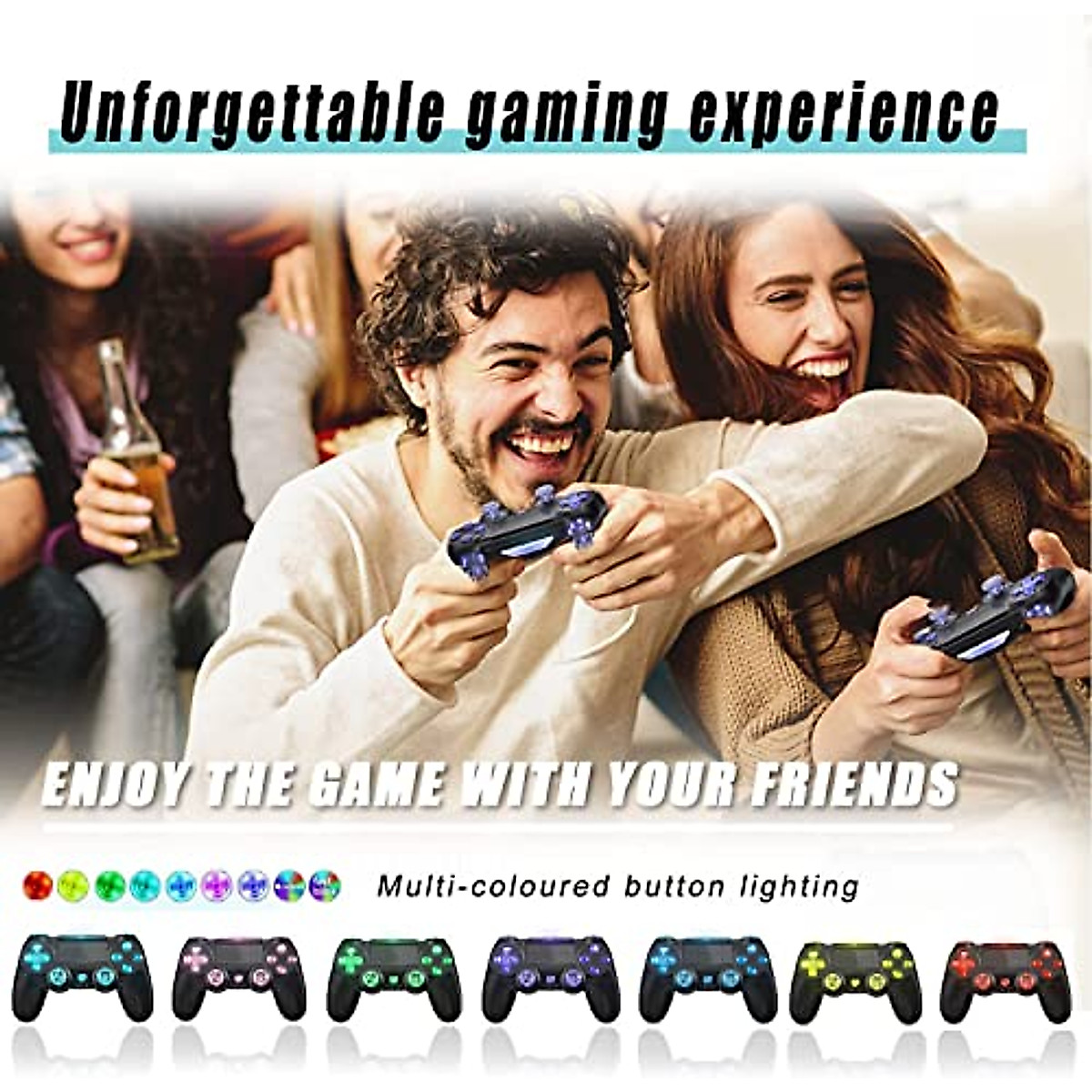 Nonbliep LED Wireless Controller for PS4, Custom Light Mechanical Design for Playstation 4 Controller Compatible with PS4/Slim/Pro/PC/Steam with Turbo/Motion Sensor/1000mAh Battery/Headphone Audio