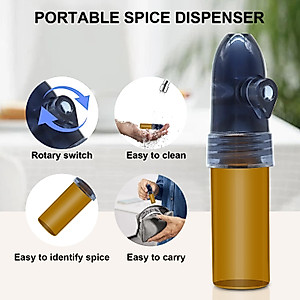 4 Pack Camping Spice Containers Portable Spice Dispenser Knob Switch Storage Bottle Portable Glass Leak Proof Decorative Bottle for Outdoor Camping Travel (White+Brown)