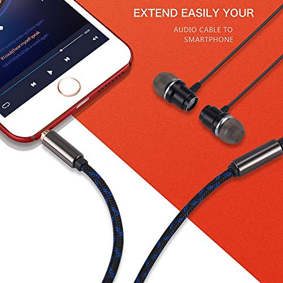 Ruaeoda 3.5mm Audio Male to Female Extension Cable 100 ft,Headphone Extension Cable Double Shielded Long AUX Extension Cable 3.5mm Male to 3.5mm Female 1/8 Stereo Audio Extension Cord