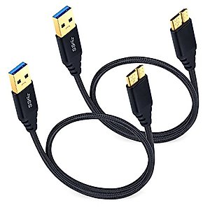Besgoods Micro USB 3.0 Cable - 1.5 ft/50cm Short USB Type A Male to Micro B Cable Braided Cord for External Hard Drive, Samsung Galaxy S5, Galaxy Note 3-2Pack, Black