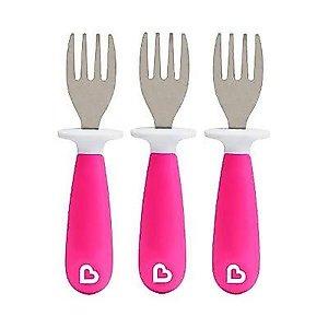 Munchkin Raise Toddler Fork Set, Pink 3 Piece Set