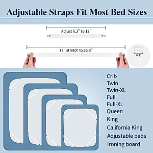Bed Sheet Fasteners, Sopito 4pcs Adjustable Sheet Straps Heavy Duty Bed Sheet Grippers Suspenders for Mattresses Fitted Sheets Flat Sheets, White