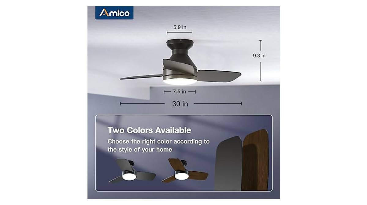 Amico 30" Ceiling Fan with Lights & Remote Control