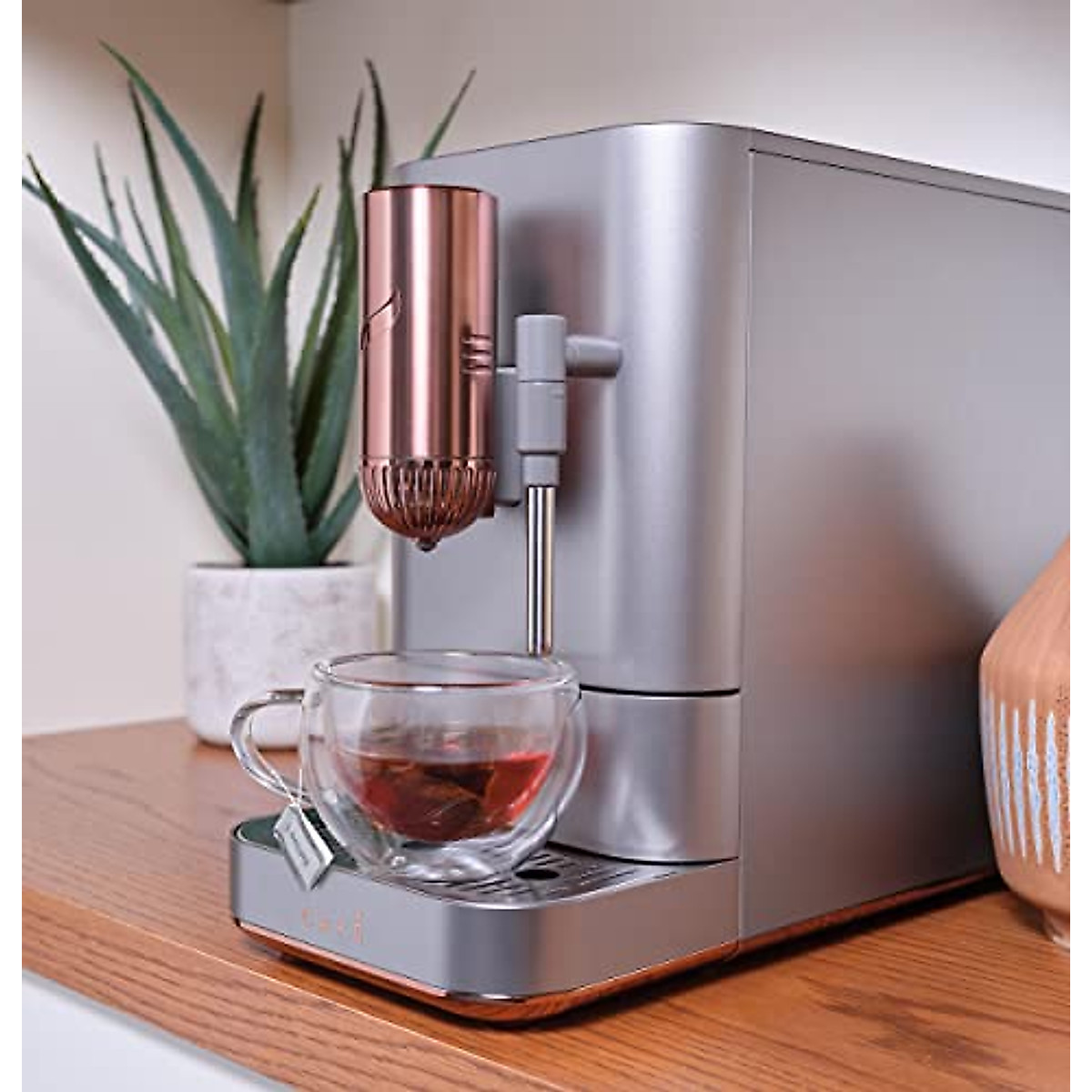 Café Affetto Automatic Espresso Machine + Milk Frother | Built-In & Adjustable Espresso Bean Grinder | One-Touch Brew in 90 Seconds | Steel Silver, 1.2 Liter, (C7CEBBS2RS3)