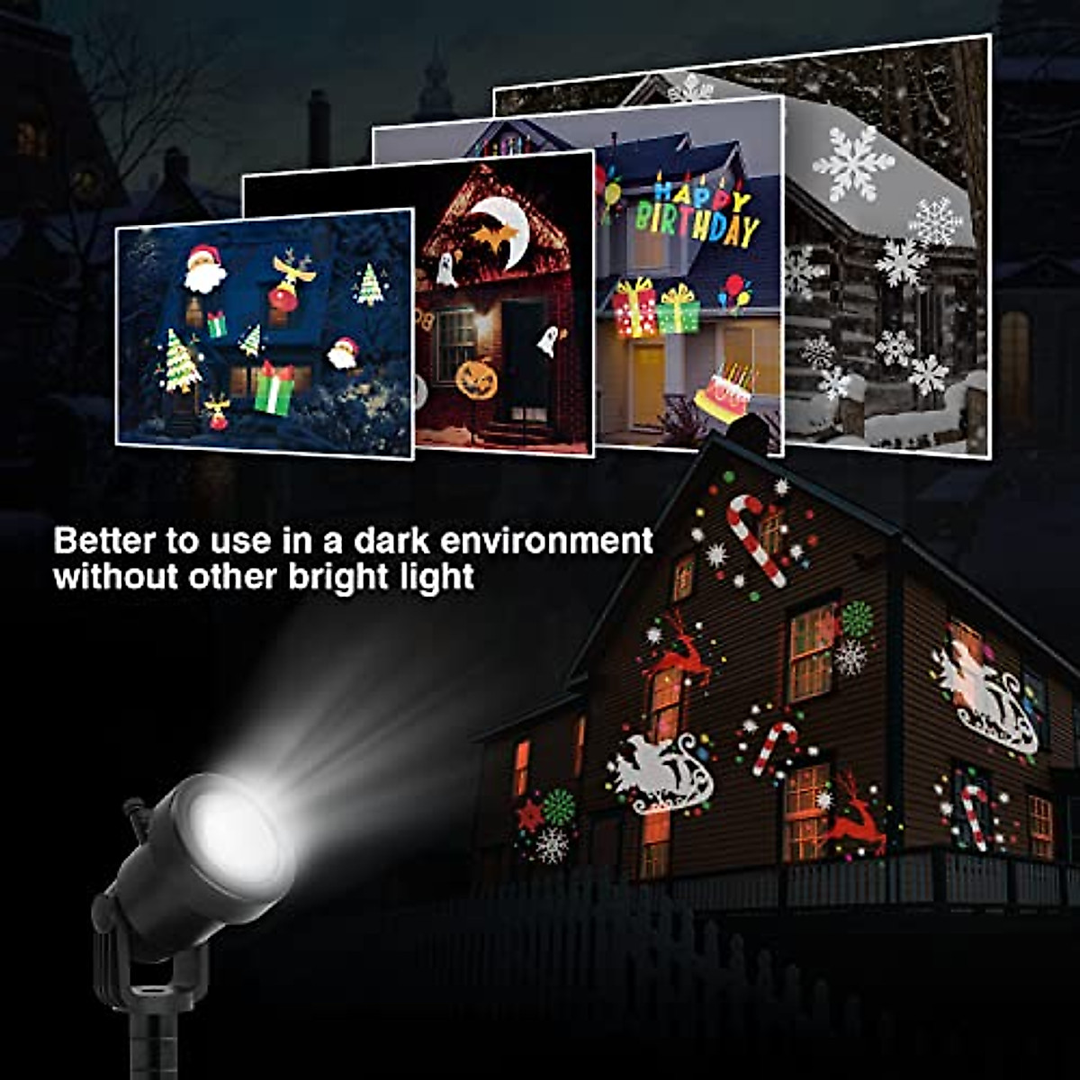 Christmas Light Projector, LANGTU 2022 Upgraded LED Christmas Halloween Lights Outdoor Indoor Snowflake Rotating Projector Lamp with 16 Themes for Garden Party New Year Xmas