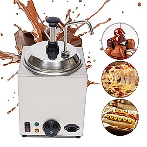 Cheese Dispenser,2.6Qt Hot Fudge Caramel Warmer,Electric Cheese Warmer with Heated Pump,800W Hot Fudge Warmer,Stainless Steel Hot Cheese Dispenser