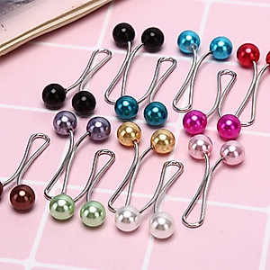 12pcs Multicolor Headscarf Pearl Pins Clips U Shape Hijab Scarf Lady Muslim Scarf Shawl Clips Scarf Brooches Pin Jewelry Accessories(Black&White&Gold)