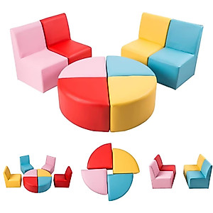 KINBOR BABY Flexible Seating Set for Toddlers and Kids, Children's Colorful Sofa Chair for Classroom Kindergarten Library 8 PCs Toddlers Soft Foam Set