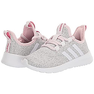 adidas Cloud Foam-Pure Running Shoe, White/White/Clear Pink, 4.5 US Unisex Big Kid