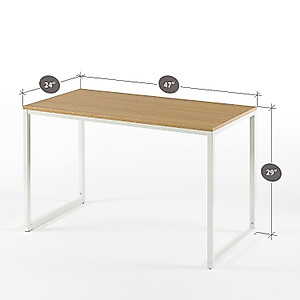 ZINUS Jennifer 47 Inch Computer Workstation, Office Desk - White Frame & Natural Top