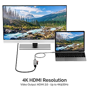 Sabrent 5 in 1 USB C Multi-Port HUB + USB Type-C Dual HDMI Adapter