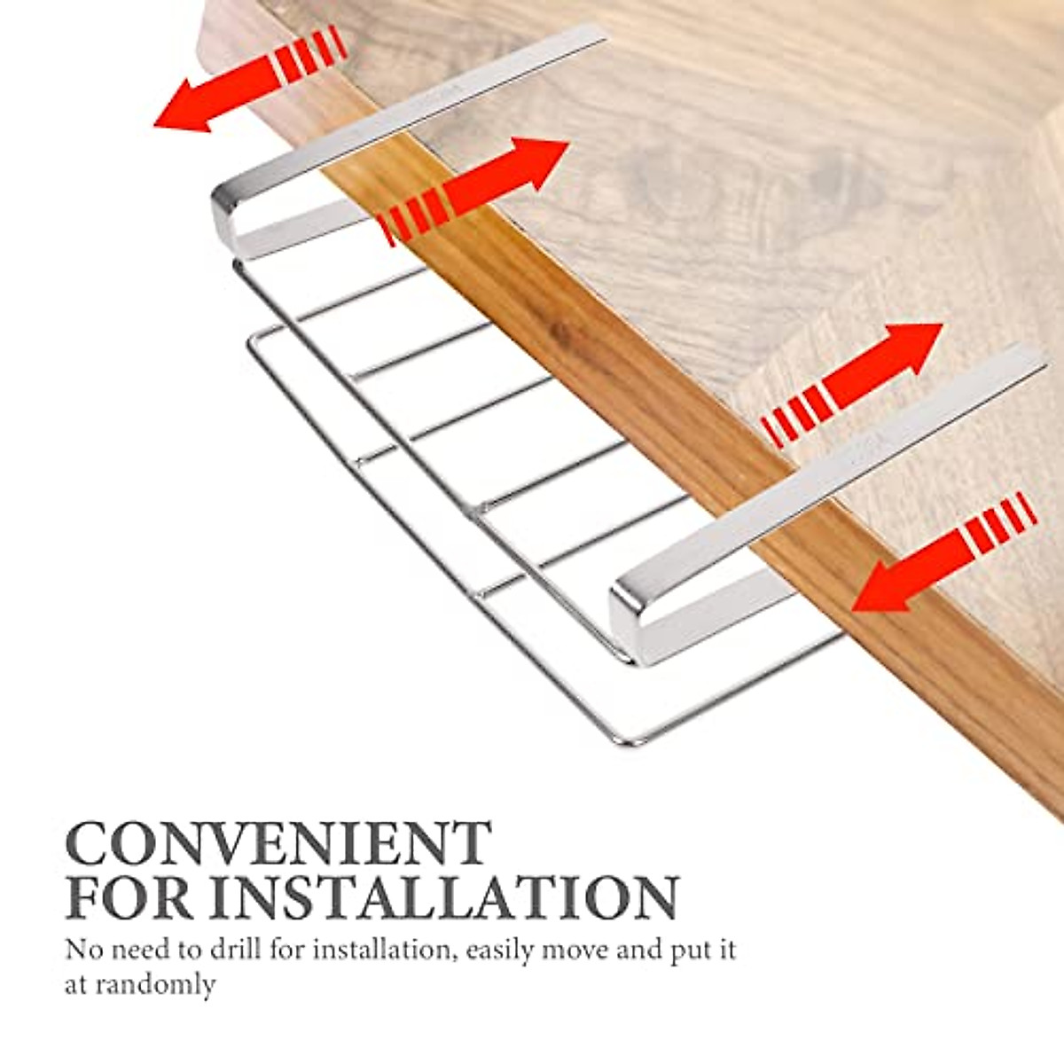 Anneome Hanging Cleaning Rack Over Stand Kitchen Holder Organizer Door The Racks Cabinet Metal Bakeware Pot for Mount Supplies Chopping Under Lid Board Cutting Silver Wall Shelf