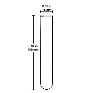 StonyLab Borosilicate Glass Round Bottom Test Tubes, 15mm OD X 100mm Length (Pack of 30)